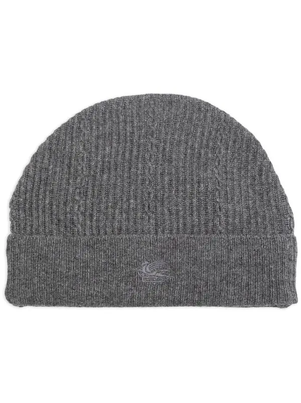 Etro Logo-embroidered Beanie - Grey