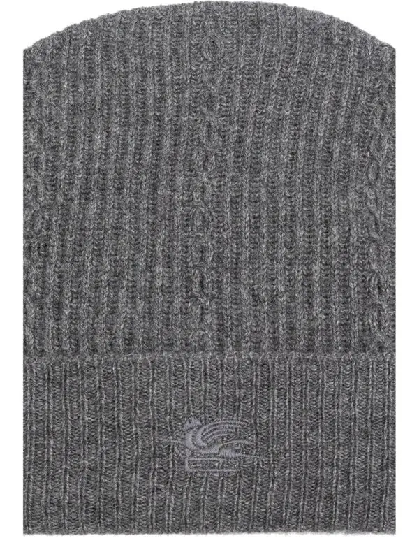 Etro Logo-embroidered Beanie - Grey