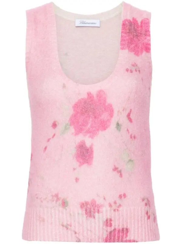 Blumarine Roses-print Tank Top - Pink