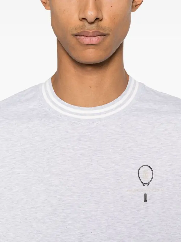 Brunello Cucinelli Tennis-Logo T-Shirt - Grey | Editorialist