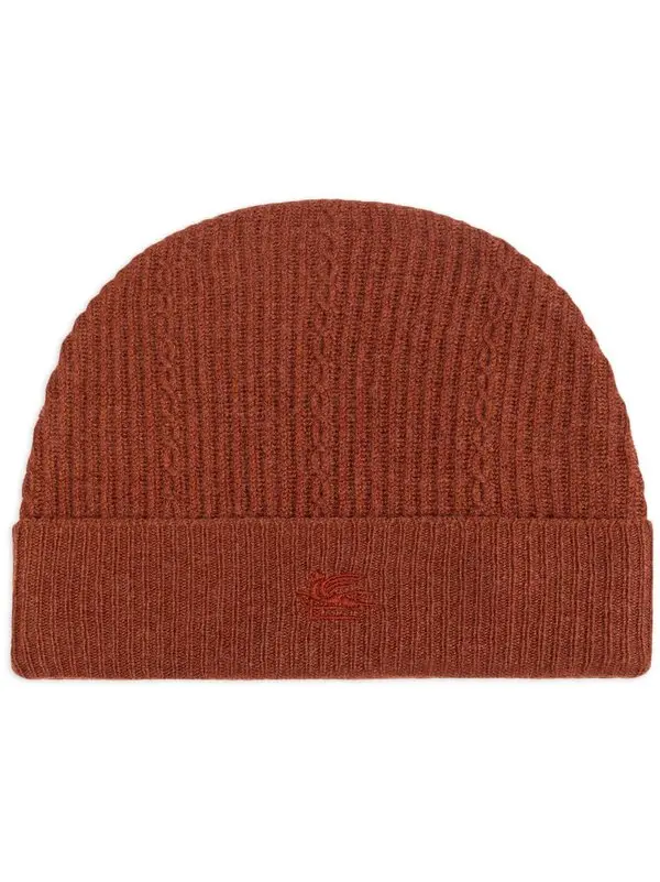 Etro Embroidered-logo Beanie - Orange
