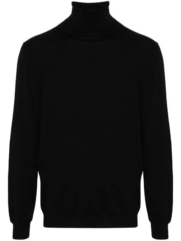 ZANONE Fine-knit Roll Neck Sweater - Black
