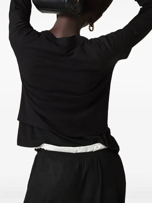 Miu Miu Logo Embroidered Cotton T-shirt - Black