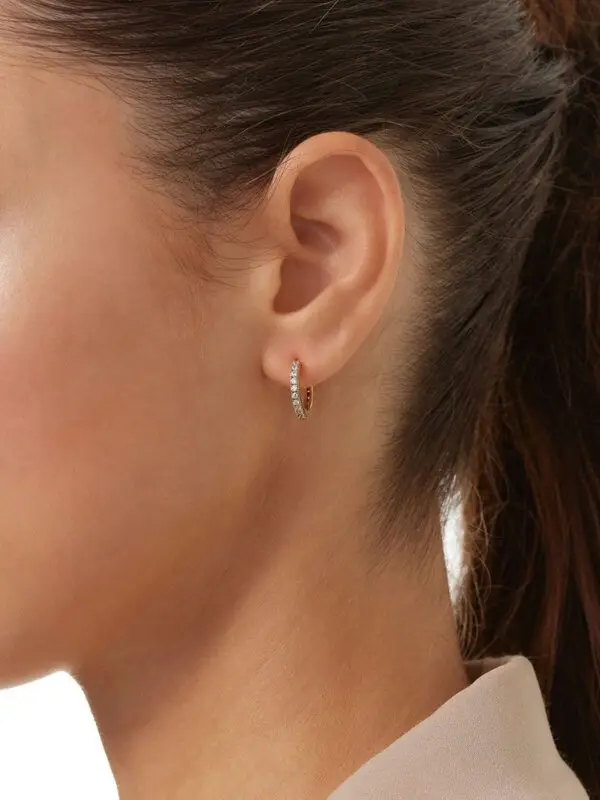 VEYNOU 14kt Yellow Diamond Huggie Earrings - Gold