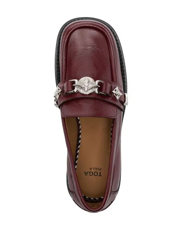 Toga Stud-Embellished Loafers In Red - 60% Off | Editorialist