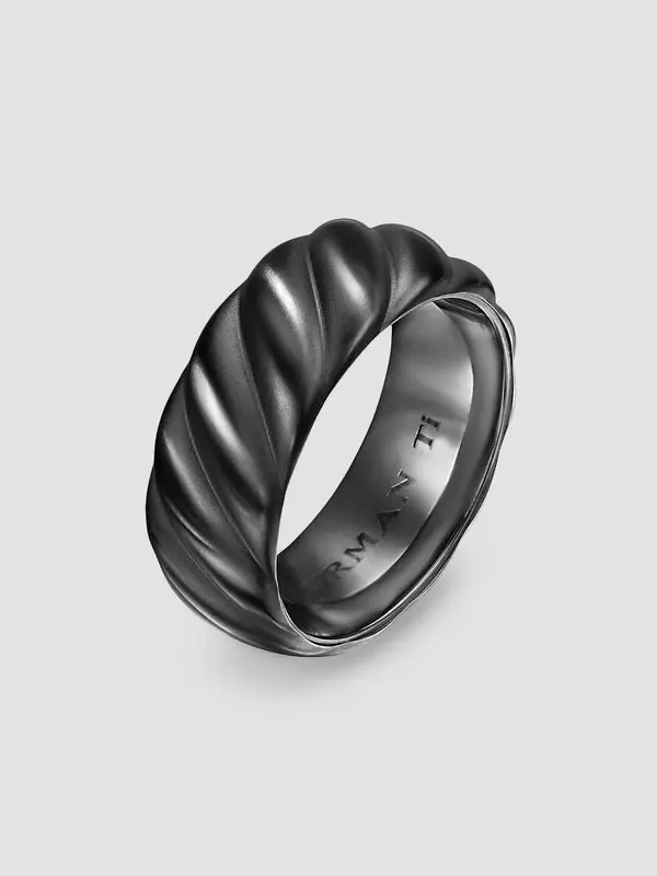 David Yurman Sculpted Cable Band Ring In Titanium, 9mm