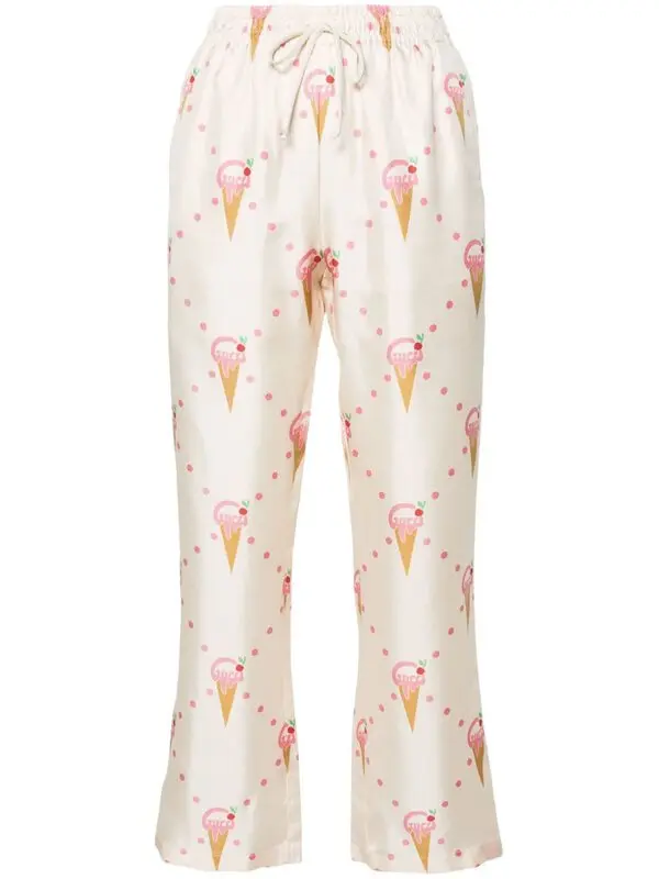Gucci Ice-cream Print Satin Trousers