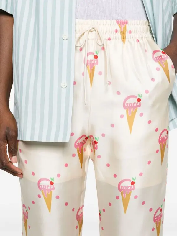 Gucci Ice-cream Print Satin Trousers