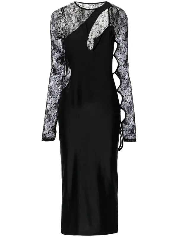Versace Lace-Paneling Maxi Dress In Black - 59% Off | Editorialist