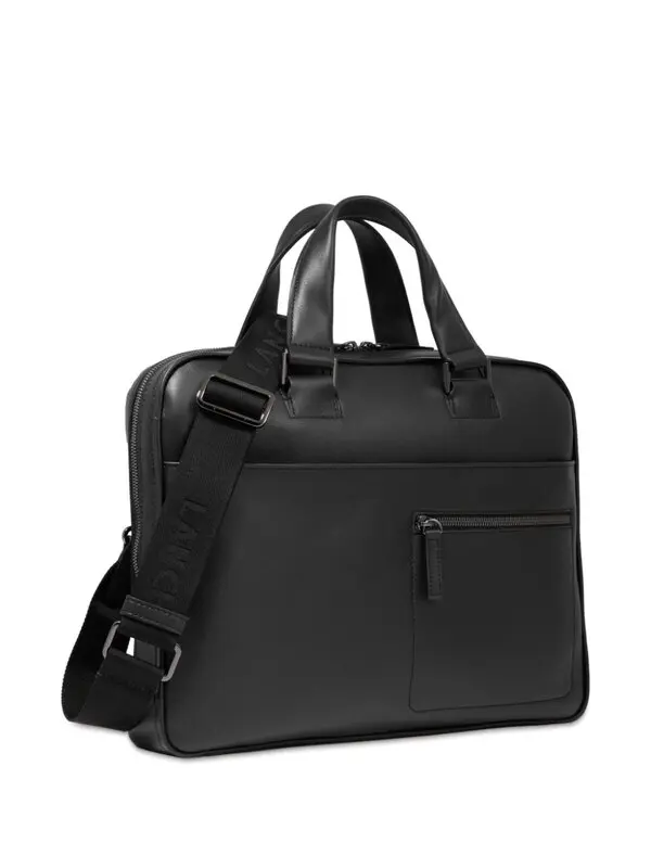 LANCEL Logo-embossed Leather Laptop Bag - Black