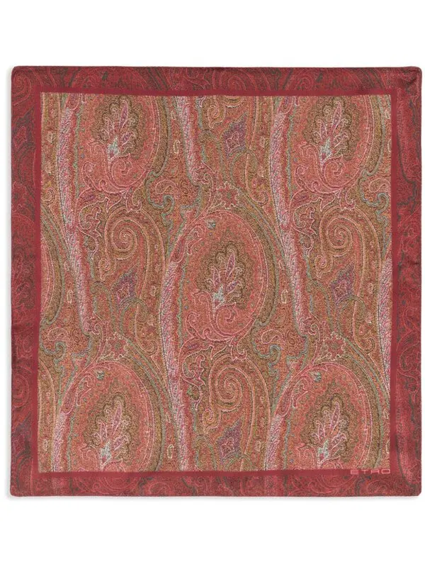 Etro Paisley-logo-print Silk Scarf - Red