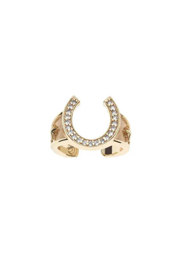 JANE WIN Lucky Horseshoe Statement Ring - Gold