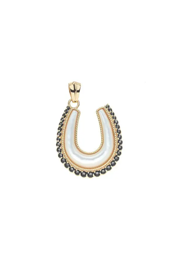 JANE WIN Feeling Lucky Mother Of Pearl Horseshoe Pendant - Gold