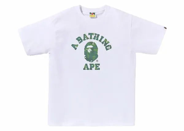 A BATHING APE Bitmap College Tee Shirt - White
