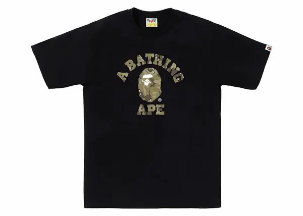 A BATHING APE Bitmap College Tee Shirt - Black