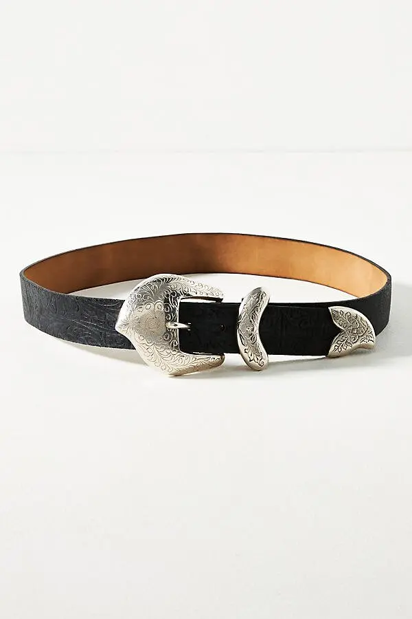 Streets Ahead Braun Western Big Buckle Belt - Black  display picture 1