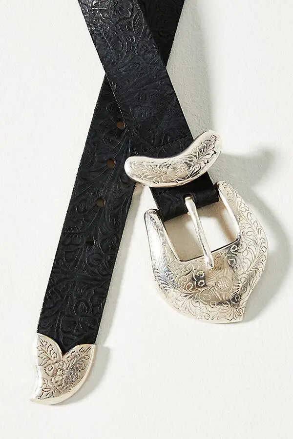 Streets Ahead Braun Western Big Buckle Belt - Black  display picture 1
