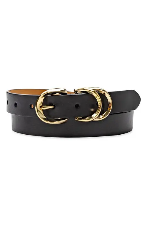 Cole Haan Triple Buckle Leather Belt - Black