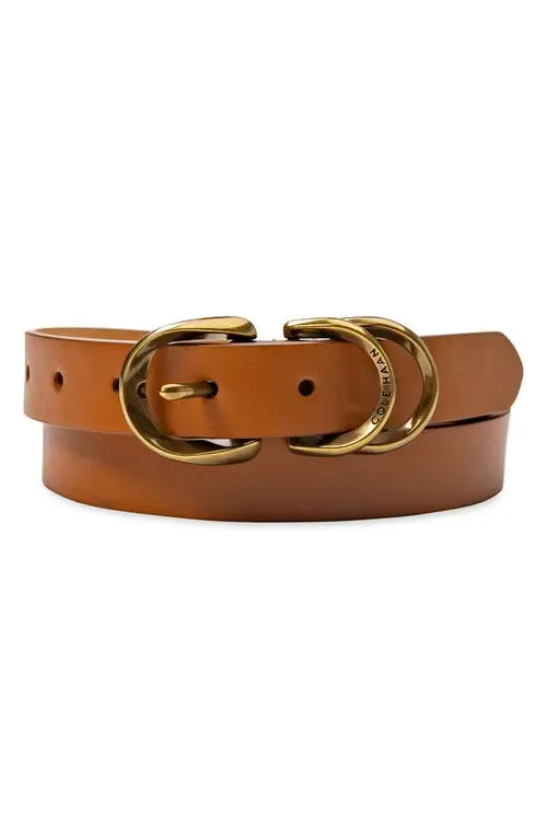 Cole Haan Triple Buckle Leather Belt - Tan