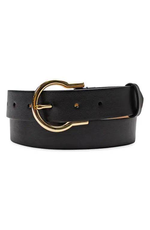 Cole Haan Hinged Buckle Leather Belt - Black