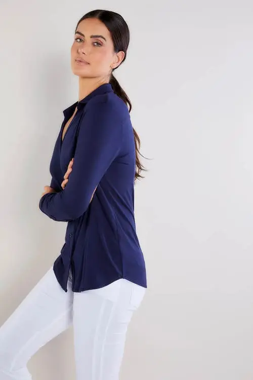 Anatomie Nikki Longsleeve Pique Shirt - Navy