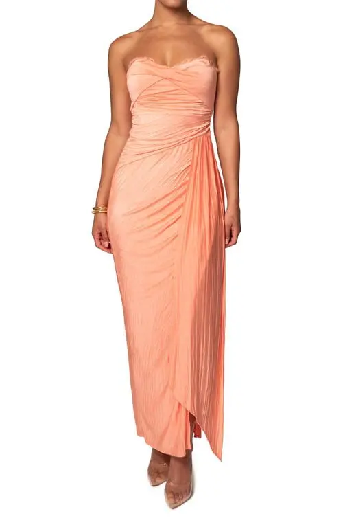 Jluxlabel Roe Drape Strapless Maxi Dress - Orange | Editorialist