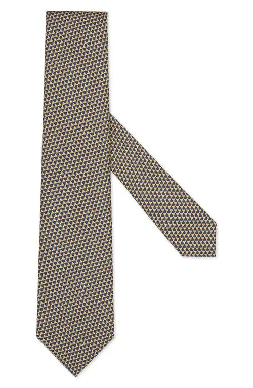 Zegna Triangle Geometric Print Silk Tie - Yellow
