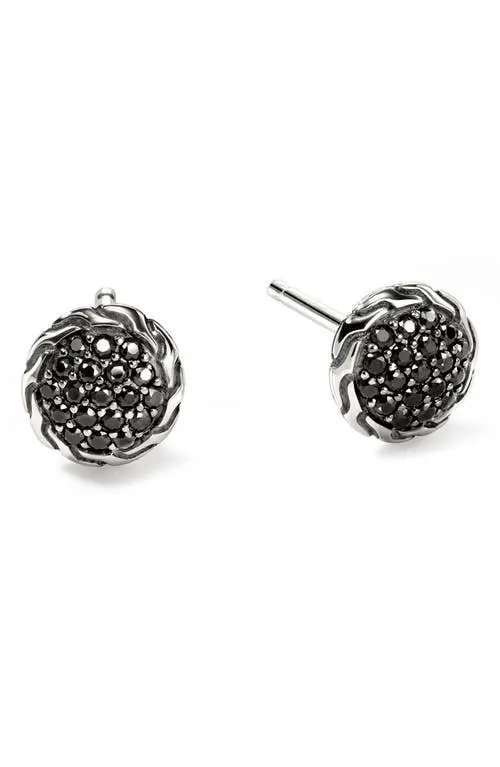 John Hardy Essentials Stud Earrings - Silver/ Black Sapphire