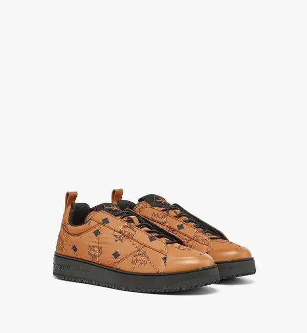 Mcm Neo Terrain Sneakers In Quilted Monogram Nylon - Cognac