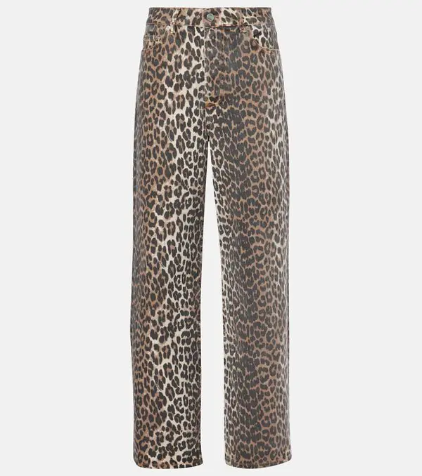 GANNI Izey Leopard-print Straight Jeans
