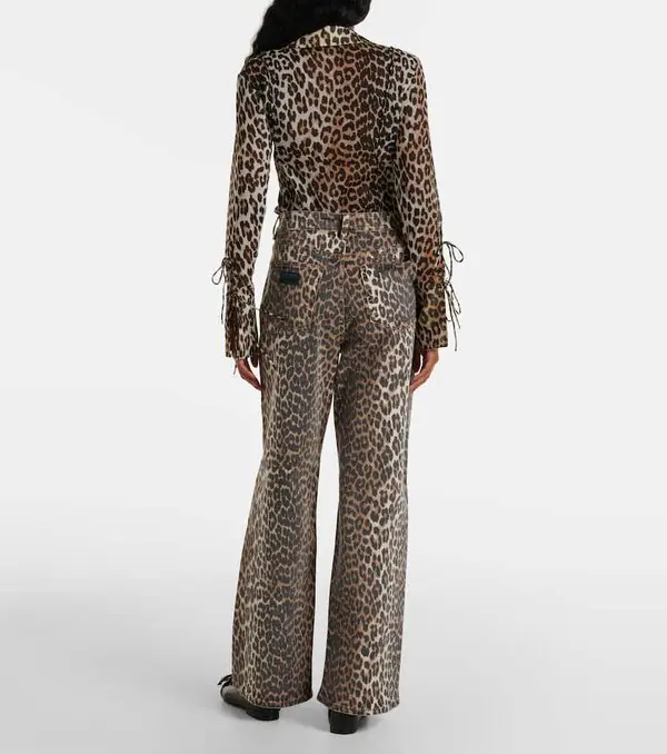 GANNI Izey Leopard-print Straight Jeans
