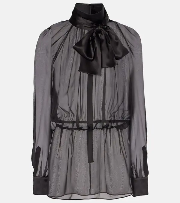 Dolce & Gabbana Bow-detail Silk Chiffon Blouse - Black