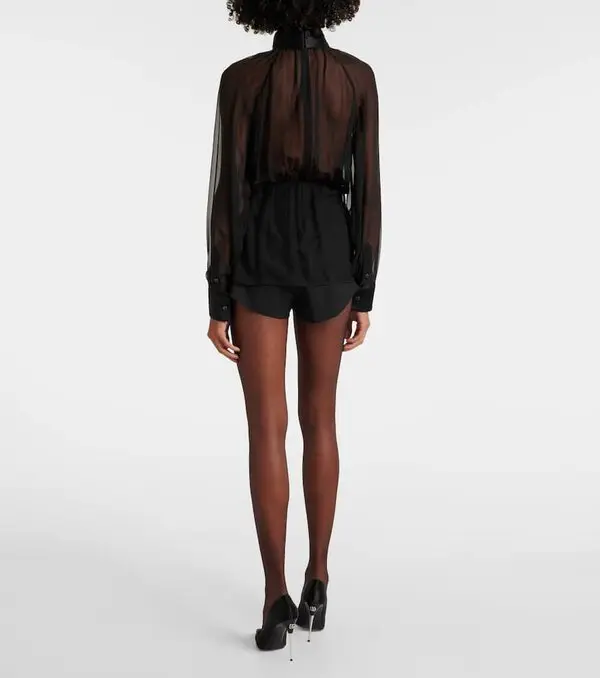 Dolce & Gabbana Bow-detail Silk Chiffon Blouse - Black