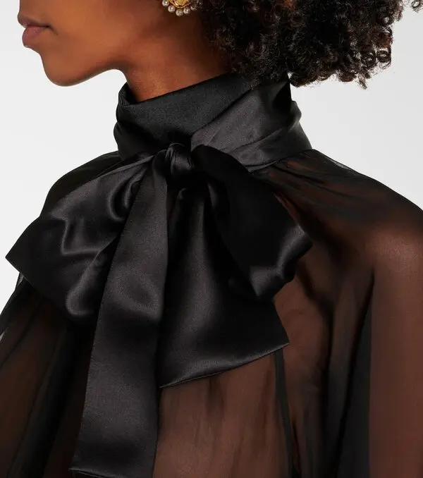 Dolce & Gabbana Bow-detail Silk Chiffon Blouse - Black