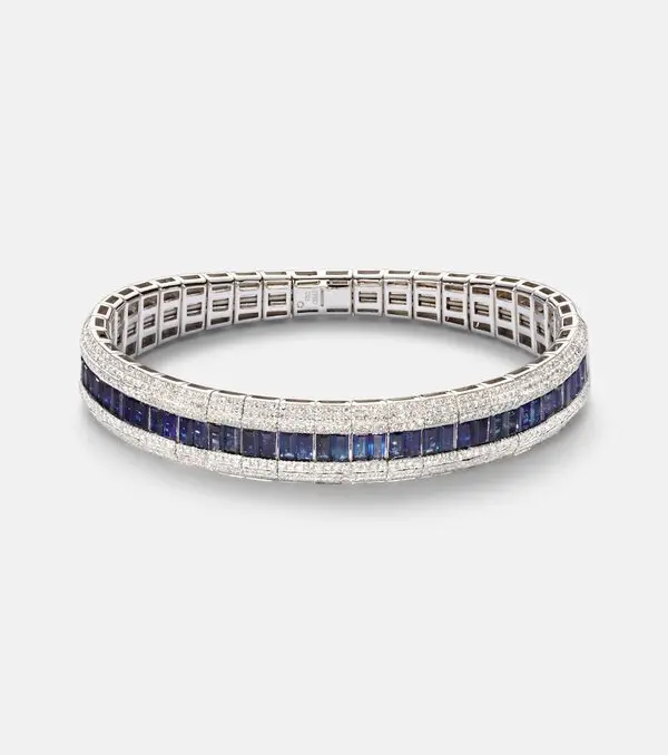 Shay Jewelry 18kt White Gold Sapphire And Diamond Bracelet - Silver