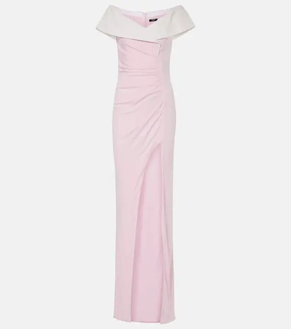 Balmain Draped Off-shoulder Gown