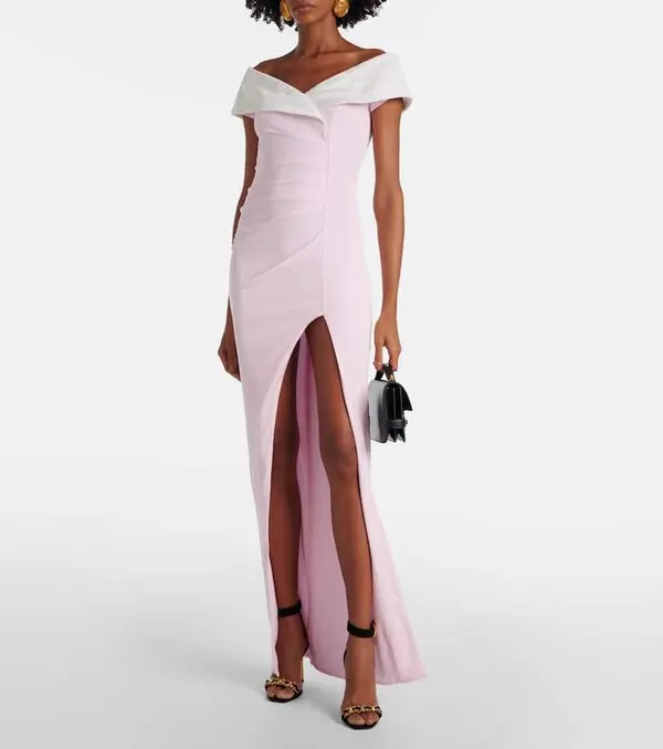 Balmain Draped Off-shoulder Gown