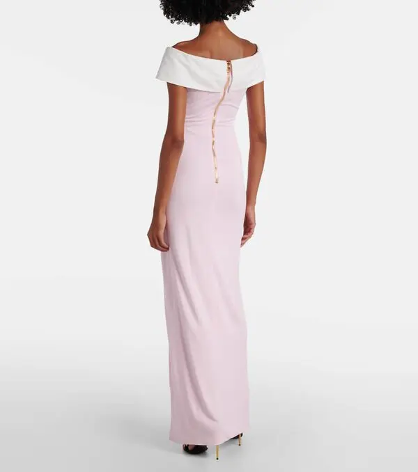Balmain Draped Off-shoulder Gown