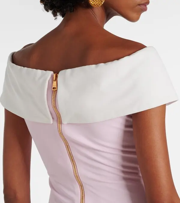 Balmain Draped Off-shoulder Gown