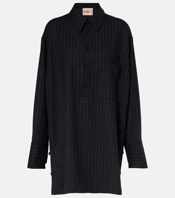 Plan C Pinstripe Wool-blend Shirt