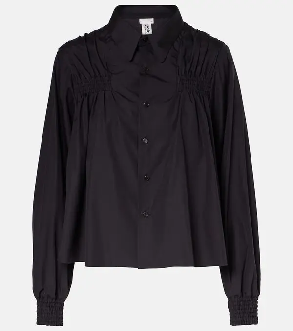 Noir Kei Ninomiya Shirred Cotton Shirt - Black