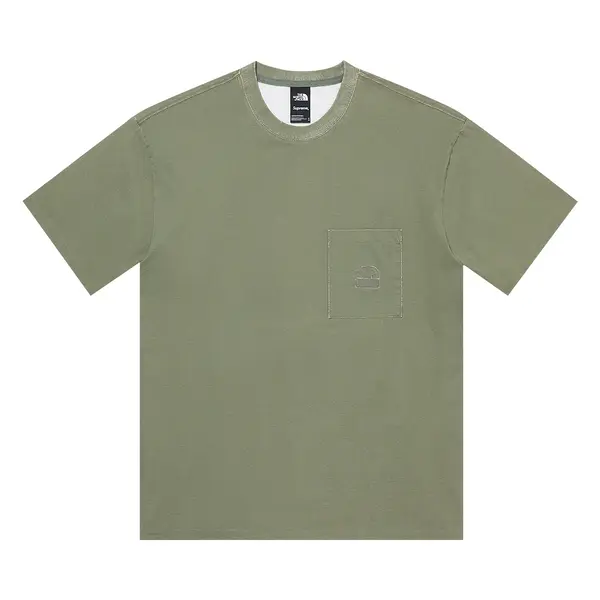 Supreme X The North Face Pigment Printed Pocket Tee 'olive - Green