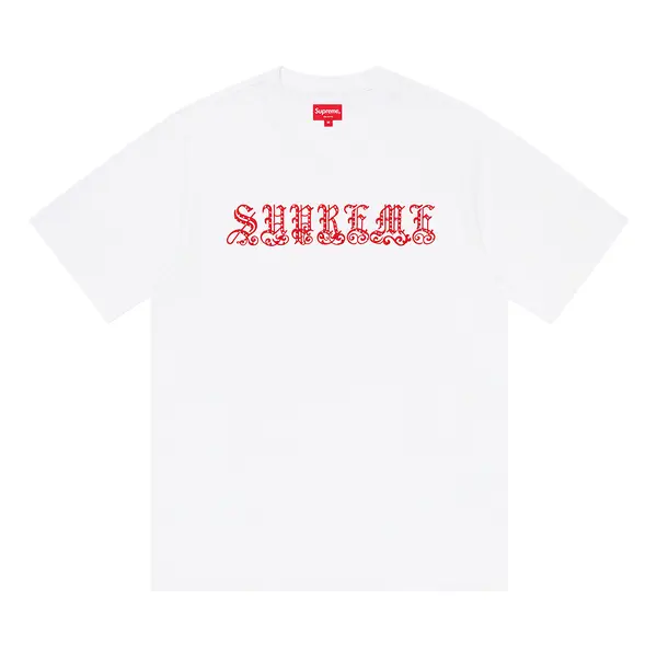 Supreme Old English Rhinestone Short-sleeve Top - White