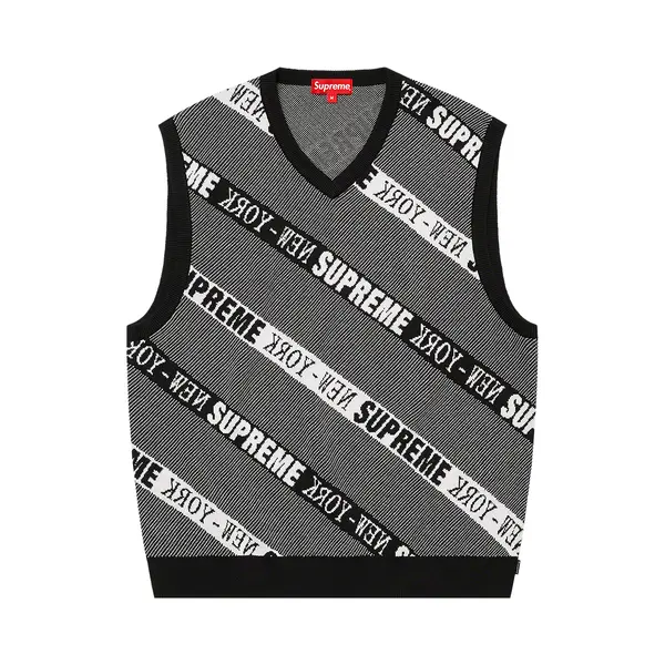 Supreme Striped Sweater Vest - Black
