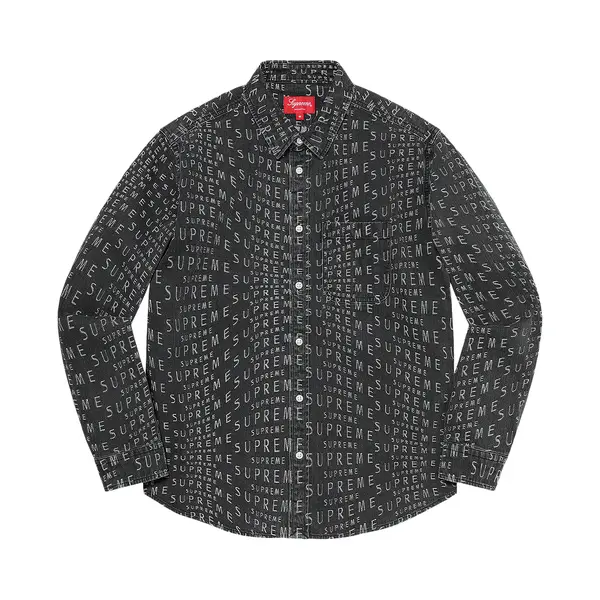 Supreme Wrap Jacquard Logos Denim Shirt - Black
