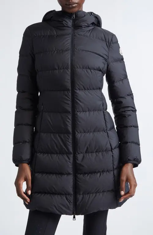 Moncler Gie Water Resistant Long Coat - Black