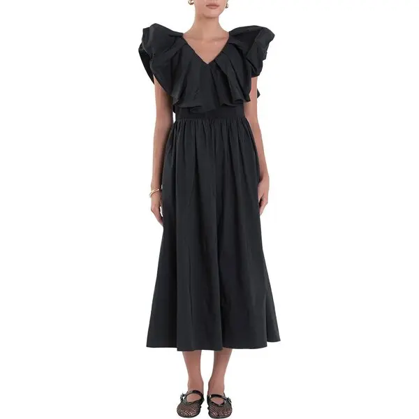 English Factory Ruffle Midi Dress