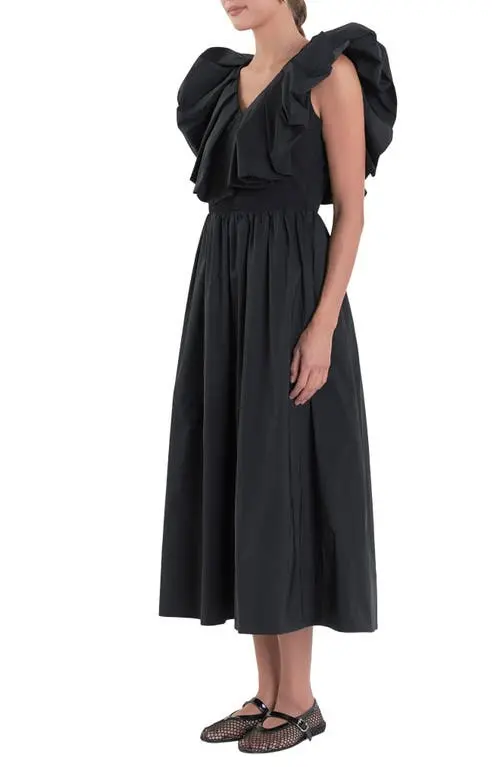 English Factory Ruffle Midi Dress