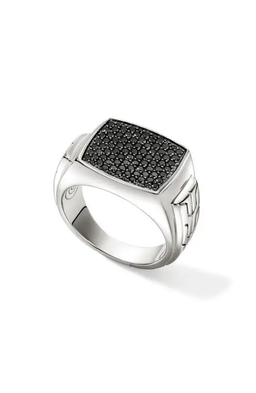 John Hardy Fine Signet Ring - Silver/black Diamonds