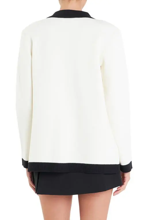 English Factory Contrast Edge Collared Cardigan